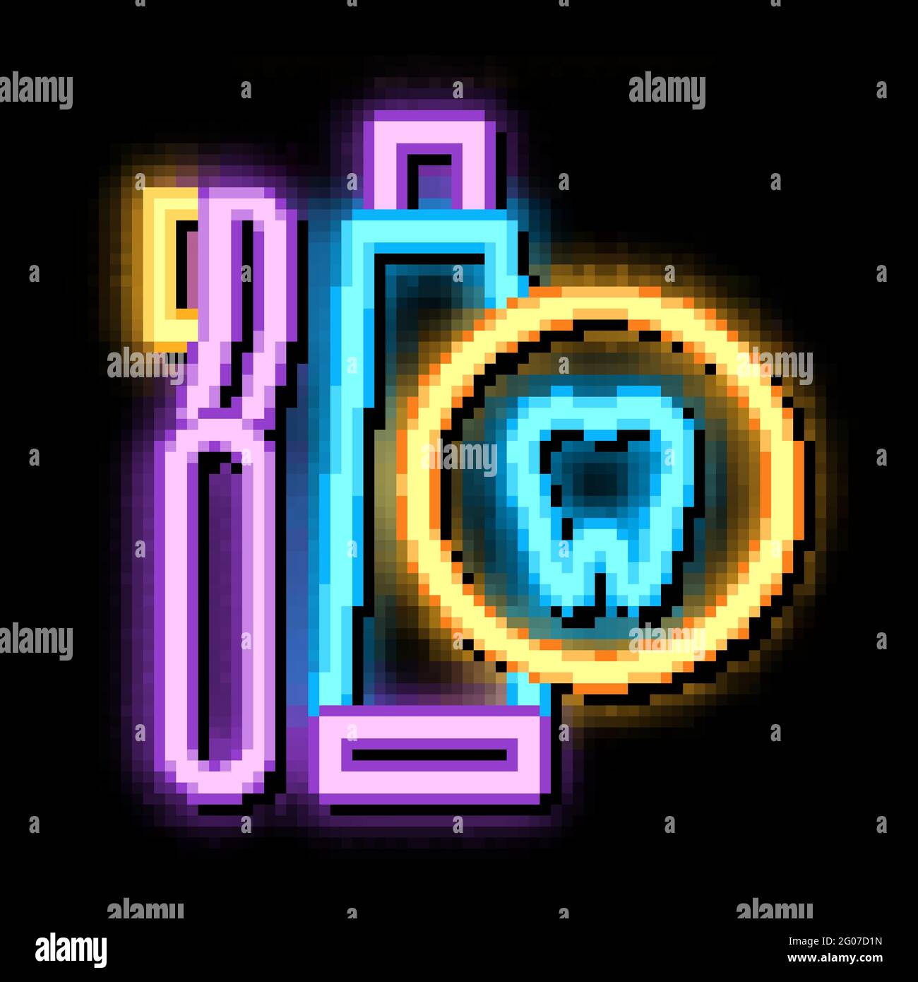 Toothbrush And Paste neon glow icon illustration Stock Vector Image ...