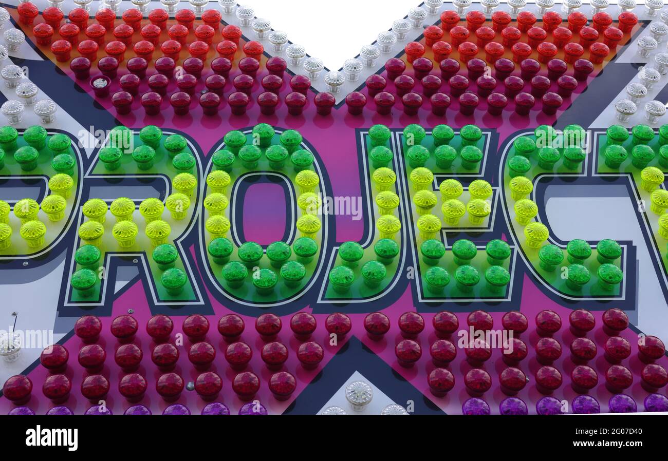 Project X ride at a fun fair in the UK Stock Photo - Alamy