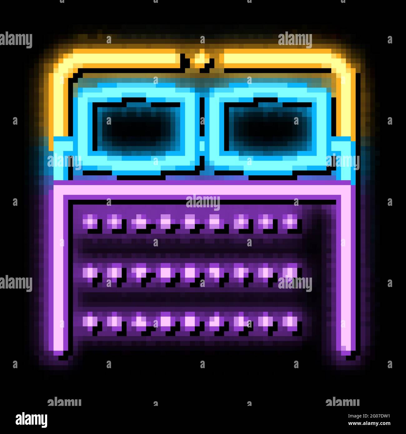 Comfortable Double Bed neon glow icon illustration Stock Vector Image ...