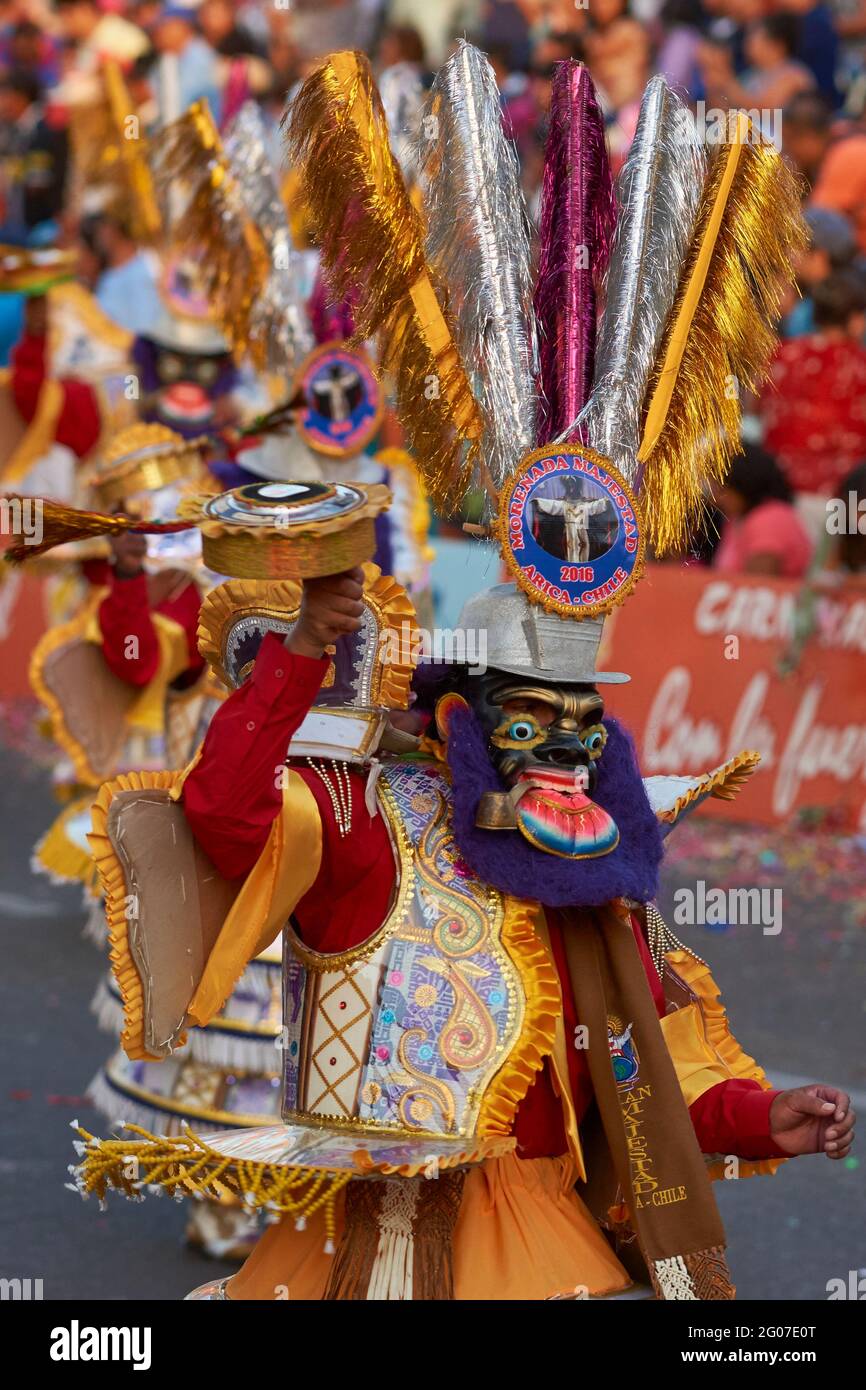 Morenada dance group performing a traditional ritual dance as part of ...