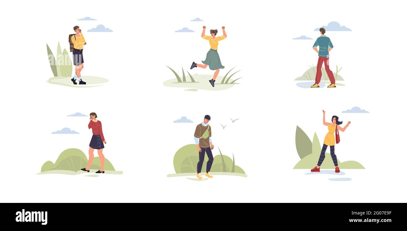 Flat cartoon characters in bad mood set,vector illustration concept ...