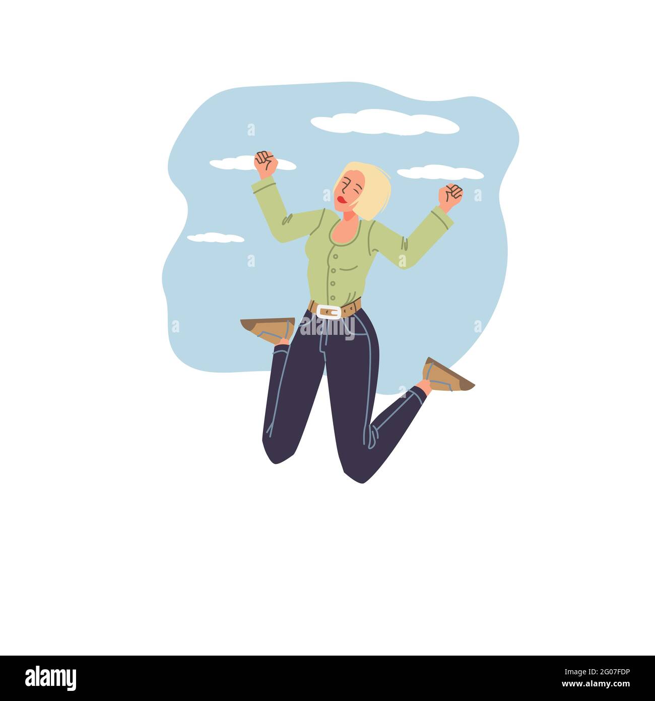 Flat cartoon character in happy mood,vector illustration concept Stock ...