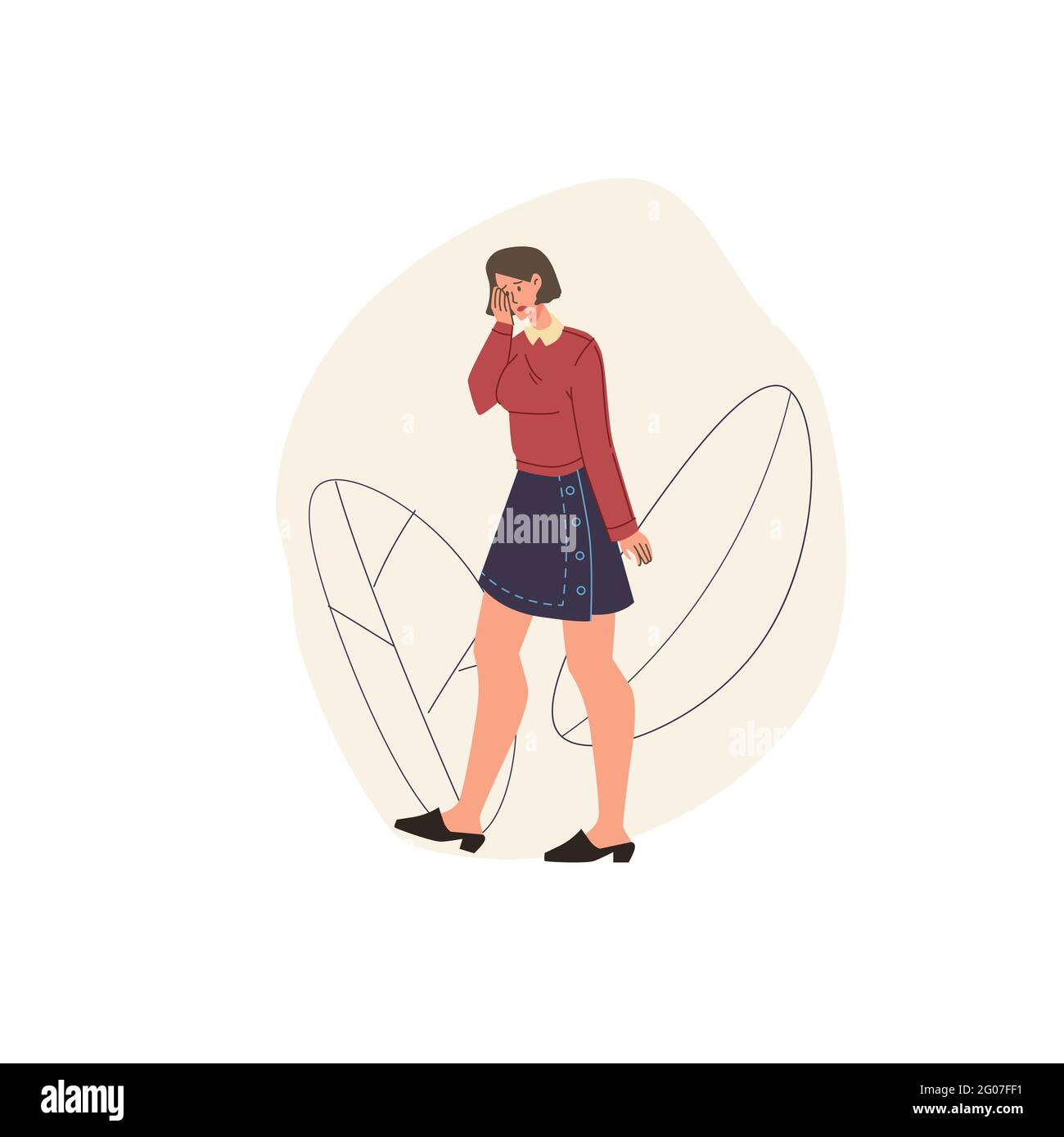 Flat cartoon character in bad mood,vector illustration concept Stock ...