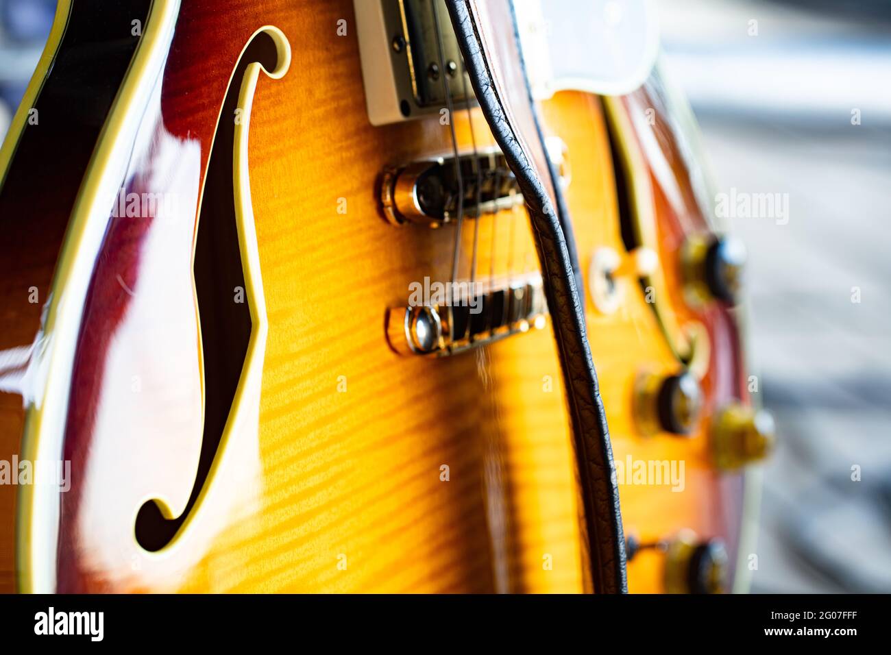 closeup of guitar on concert stage Stock Photo - Alamy