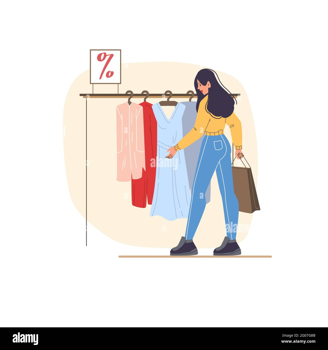 Flat cartoon character shopping sales vector illustration concept Stock ...