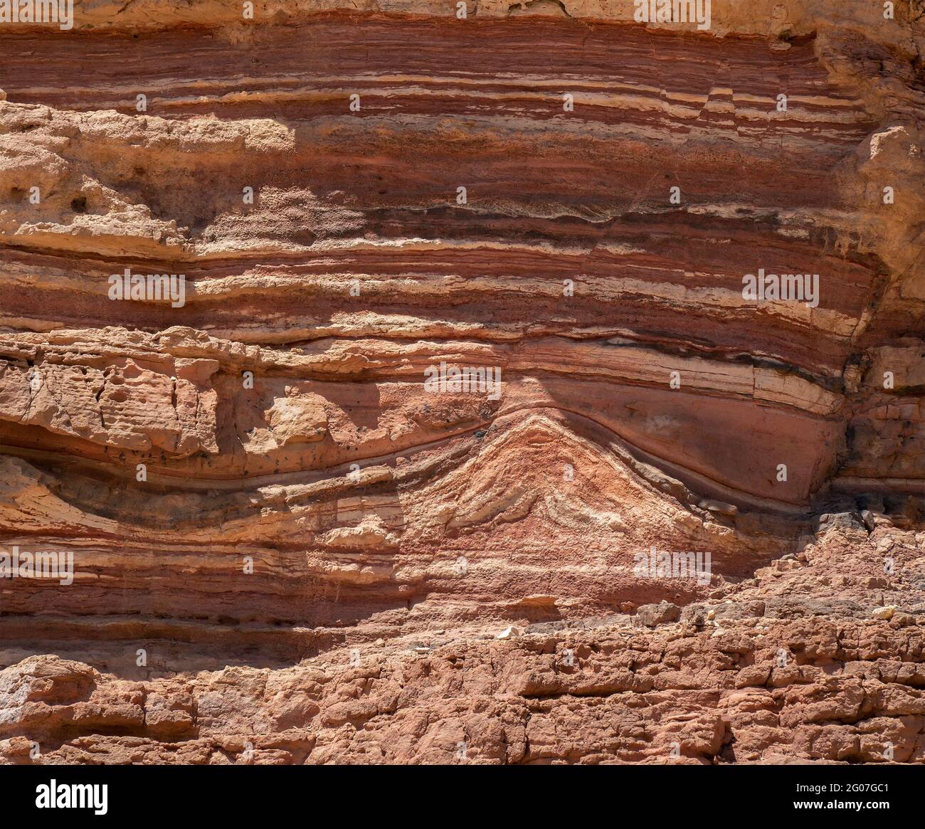 Faults and folds in red sedimentary rocks in the Red Canyon near Eilat ...