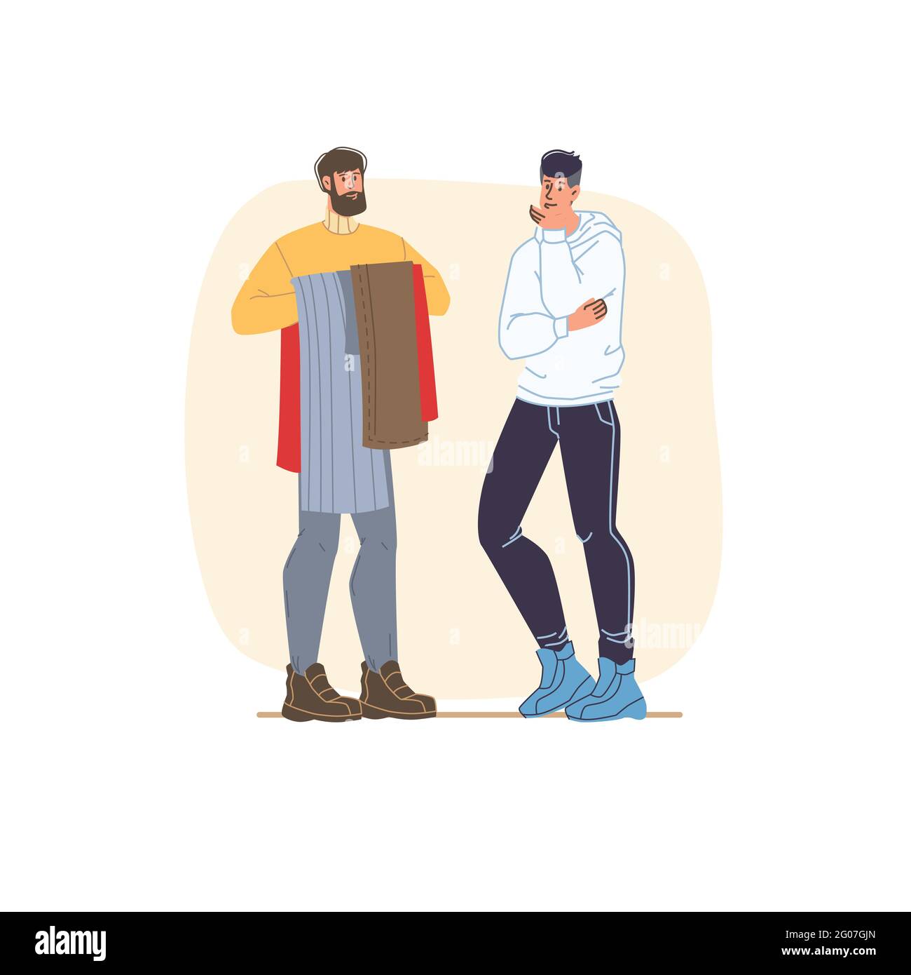 Flat cartoon characters shopping sales vector illustration concept ...