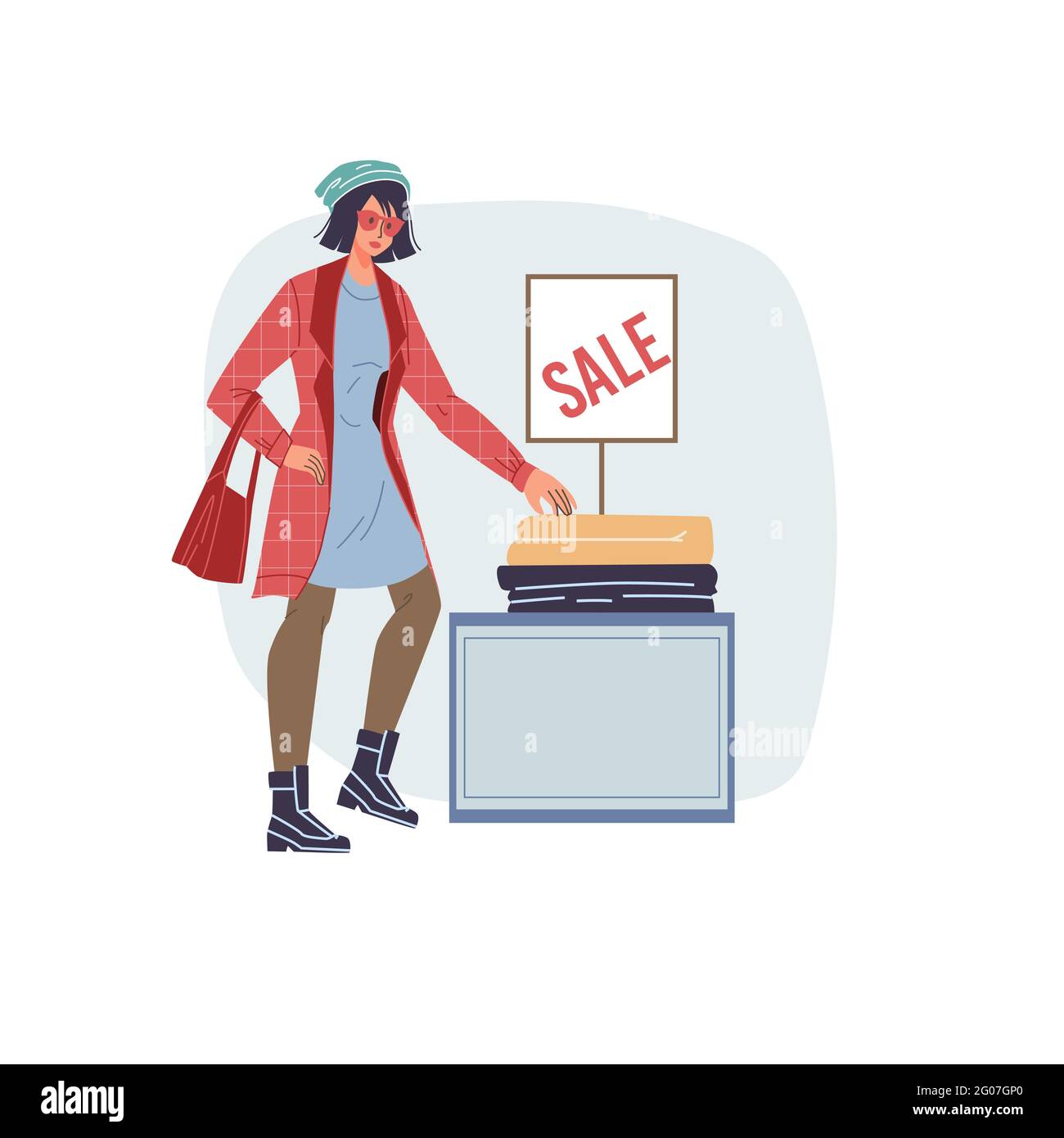 Flat cartoon character shopping sales vector illustration concept Stock ...