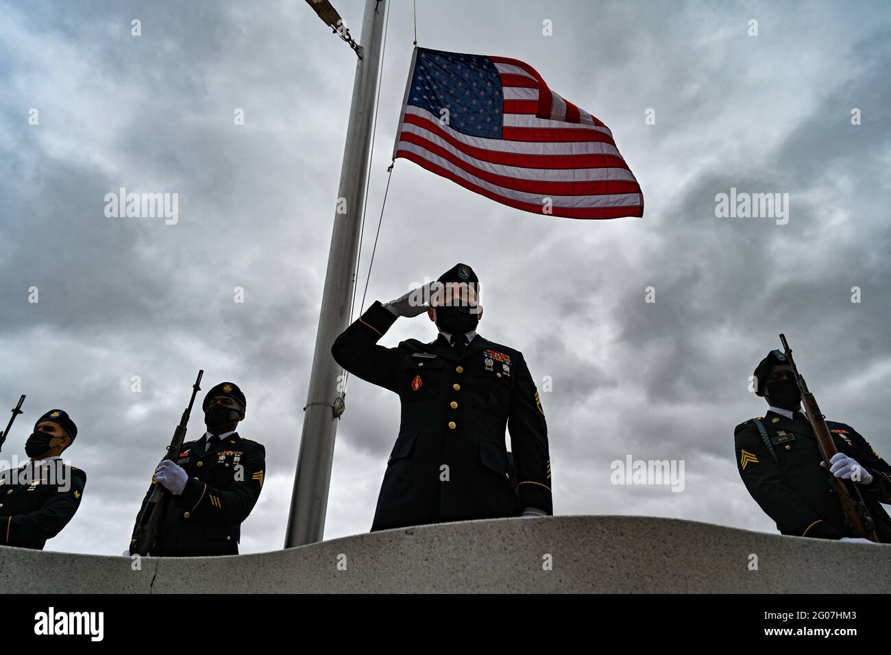 Officers from the Joint Task Force Empire Shield A-Company attend the ...
