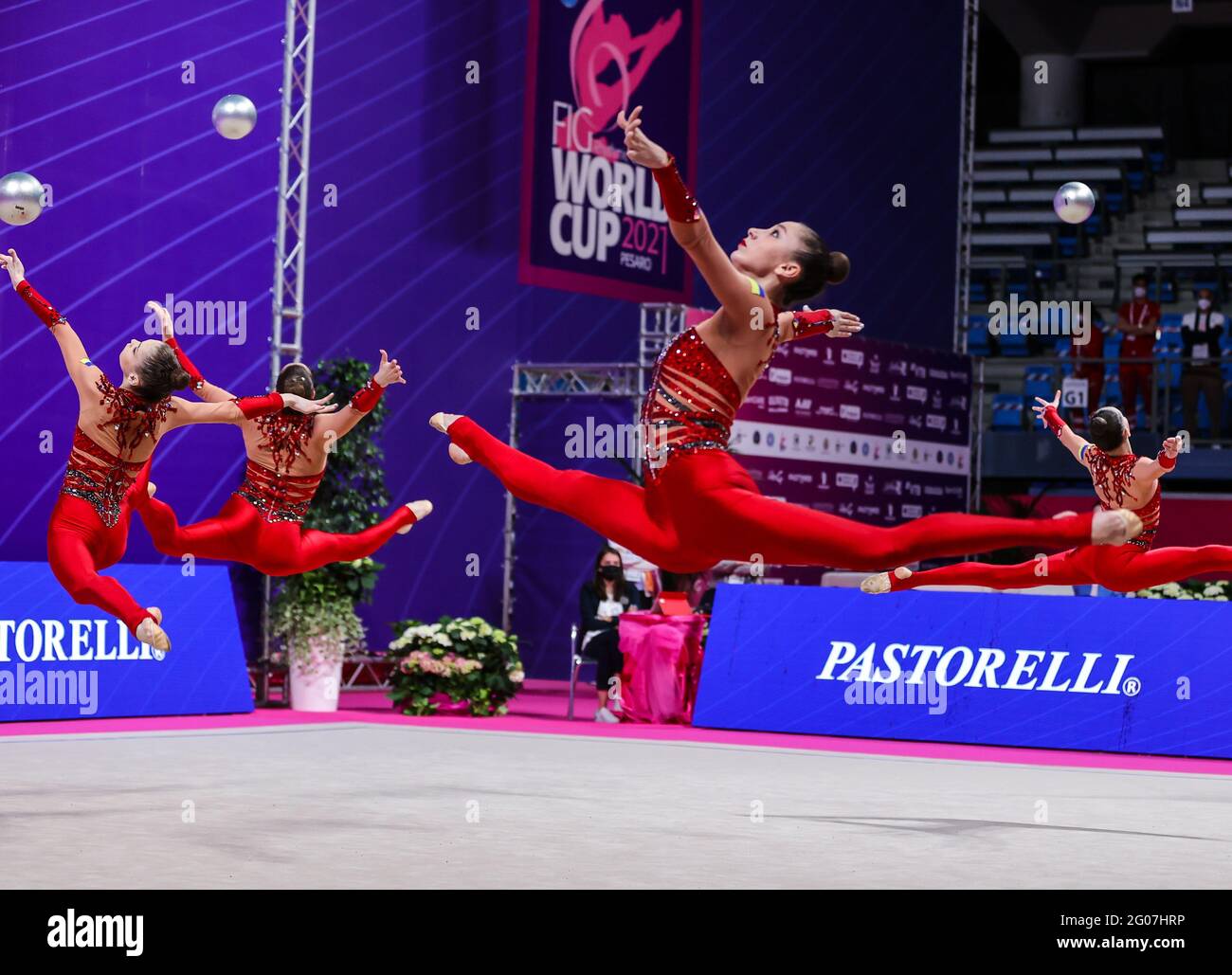 Pesaro, Italy. 28th May, 2021. Ukraine group team perform during the ...