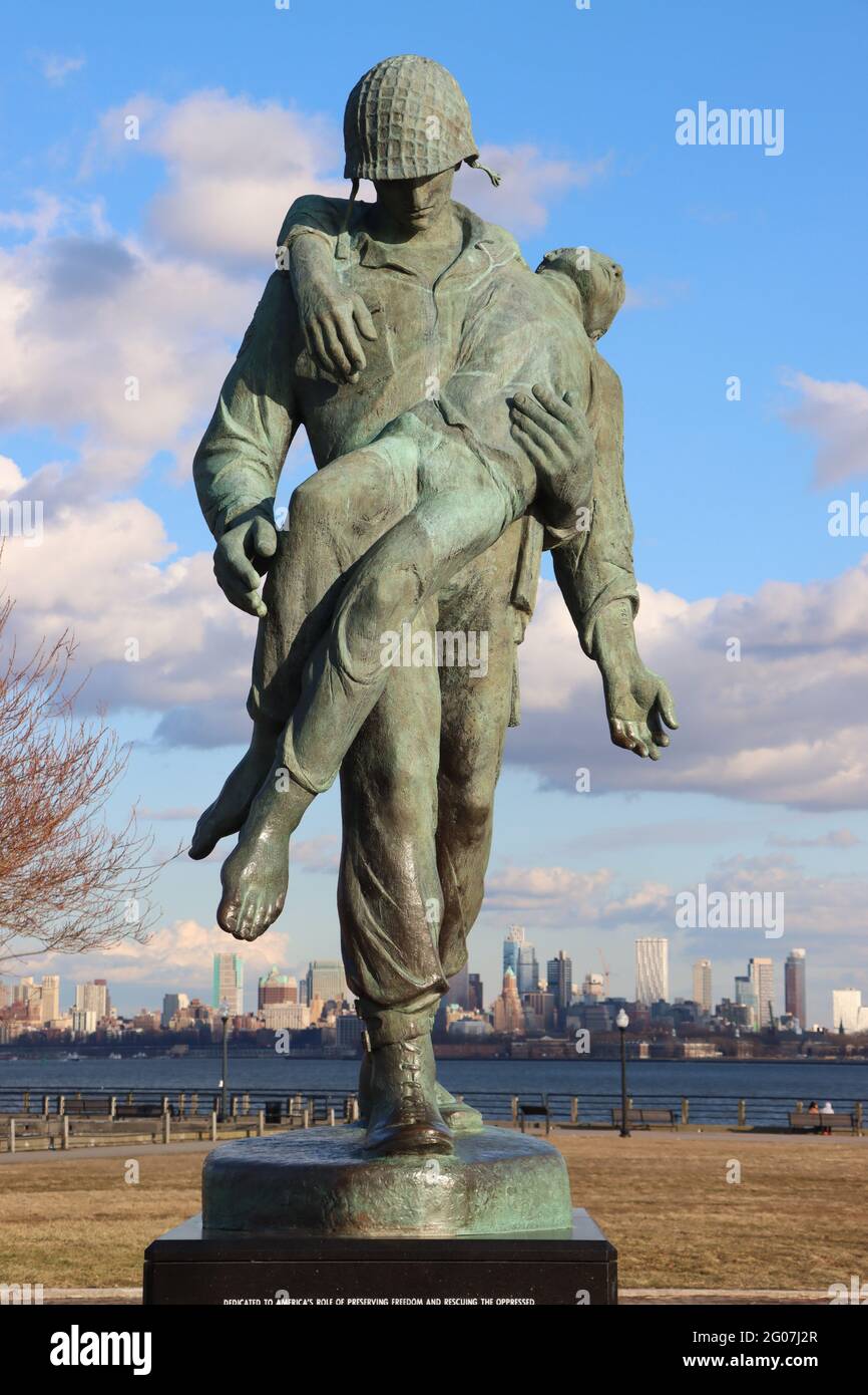 Liberation Monument - Liberty State park WW2 memorial - shows a US ...