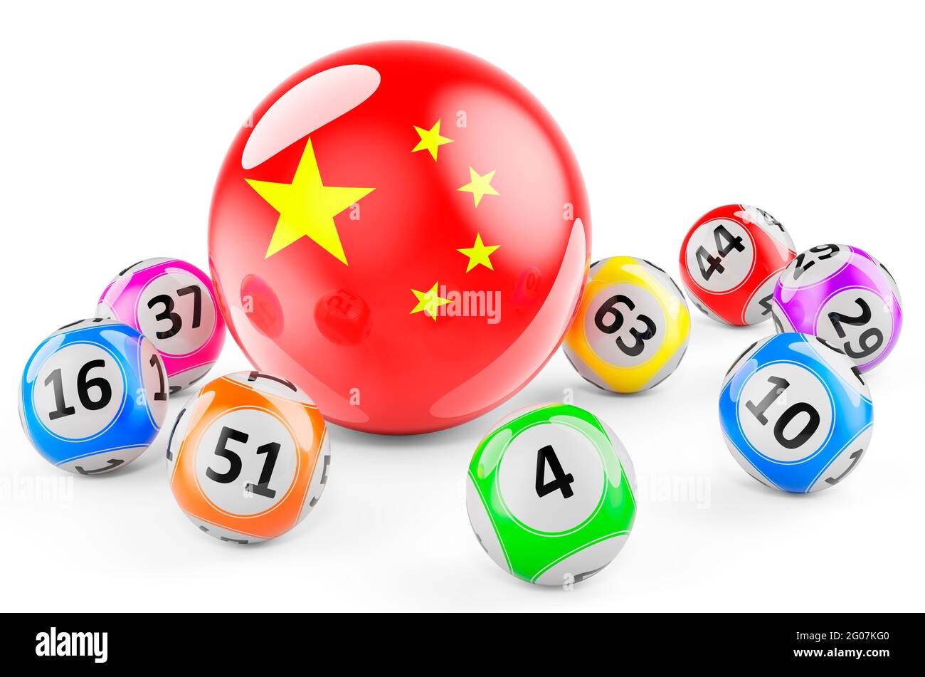 Lotto balls with Chinese flag. Lottery in China concept, 3D rendering ...