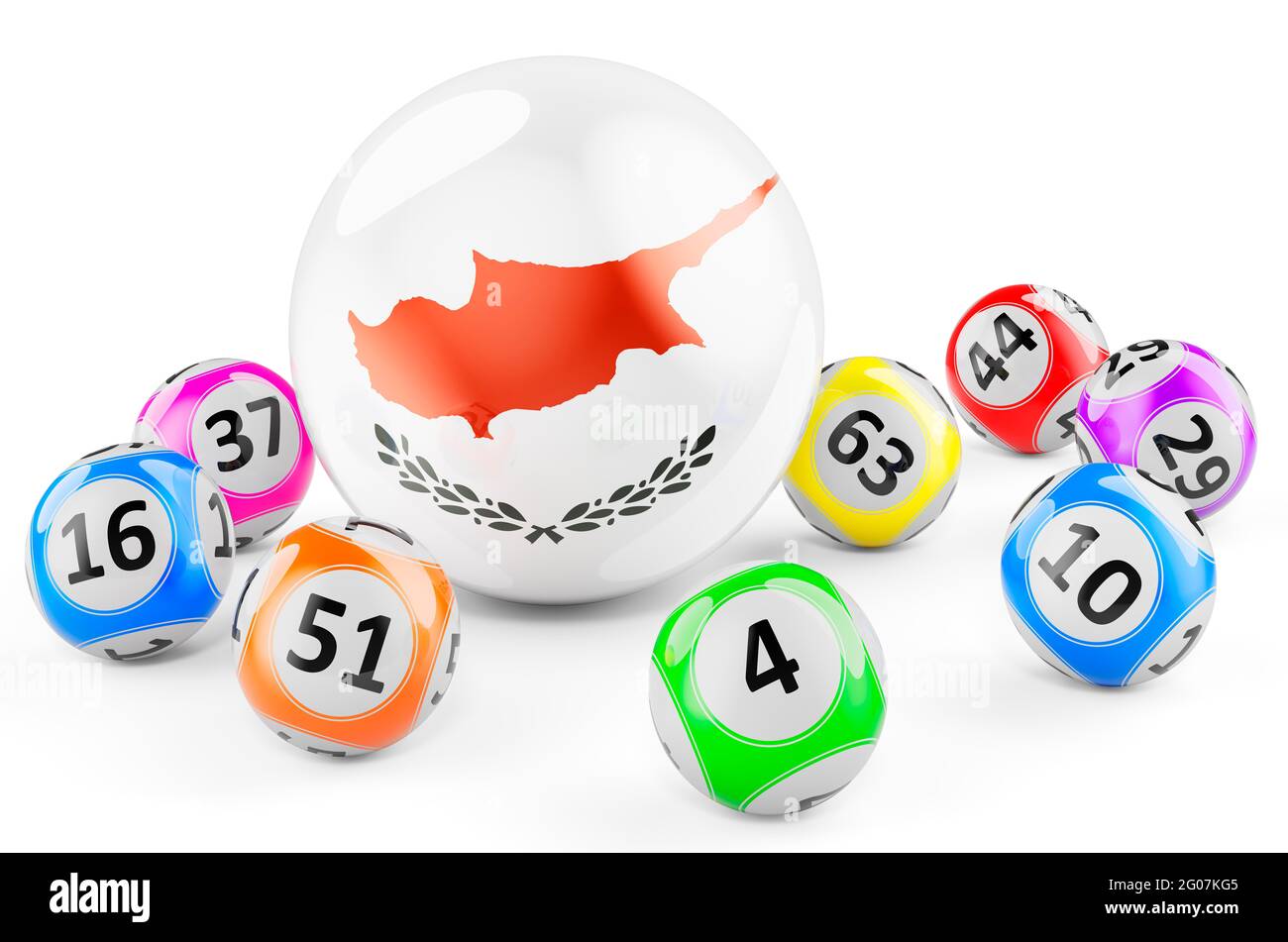 Lotto balls with Cypriot flag. Lottery in Cyprus concept, 3D rendering ...