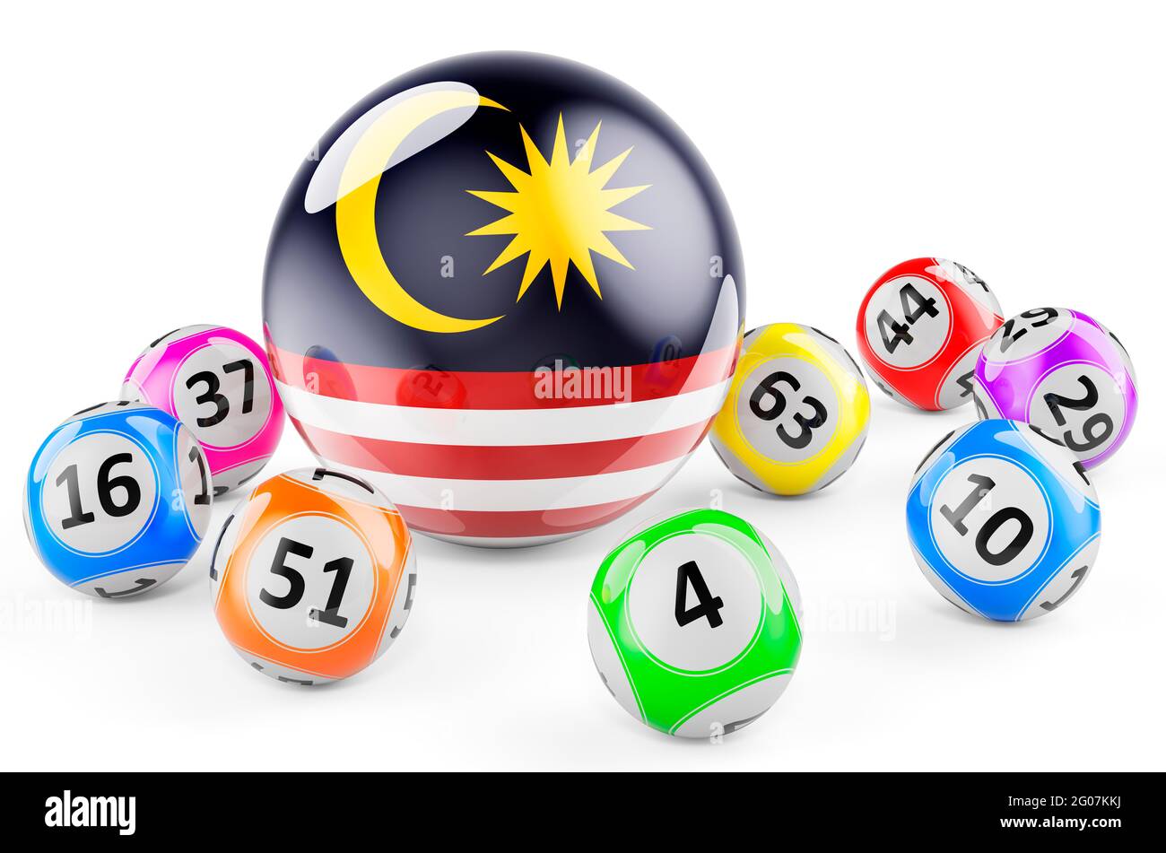 Lotto balls with Malaysian flag. Lottery in Malaysia concept, 3D ...