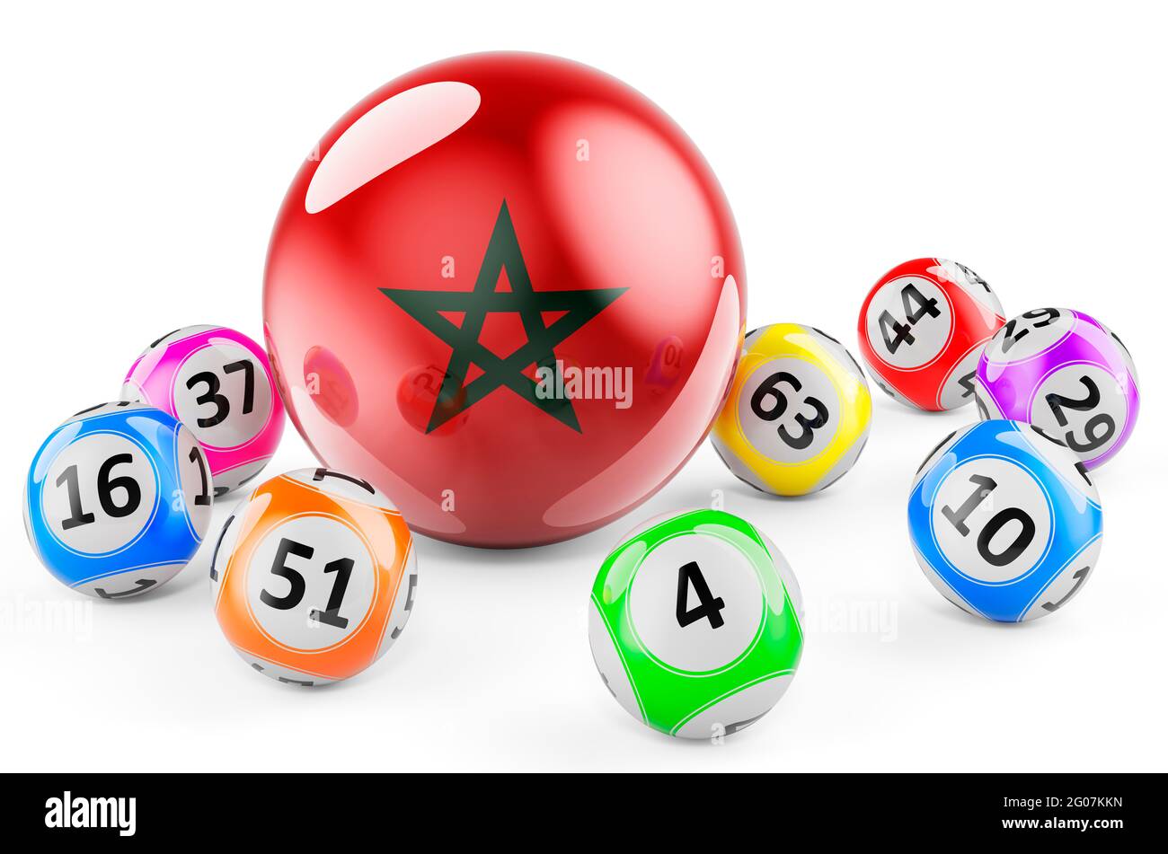 Lotto balls with Moroccan flag. Lottery in Morocco concept, 3D ...