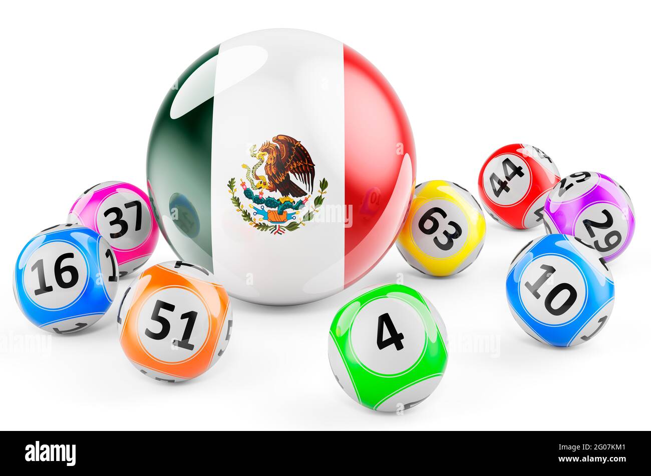 Lotto balls with Mexican flag. Lottery in Mexico concept, 3D rendering ...