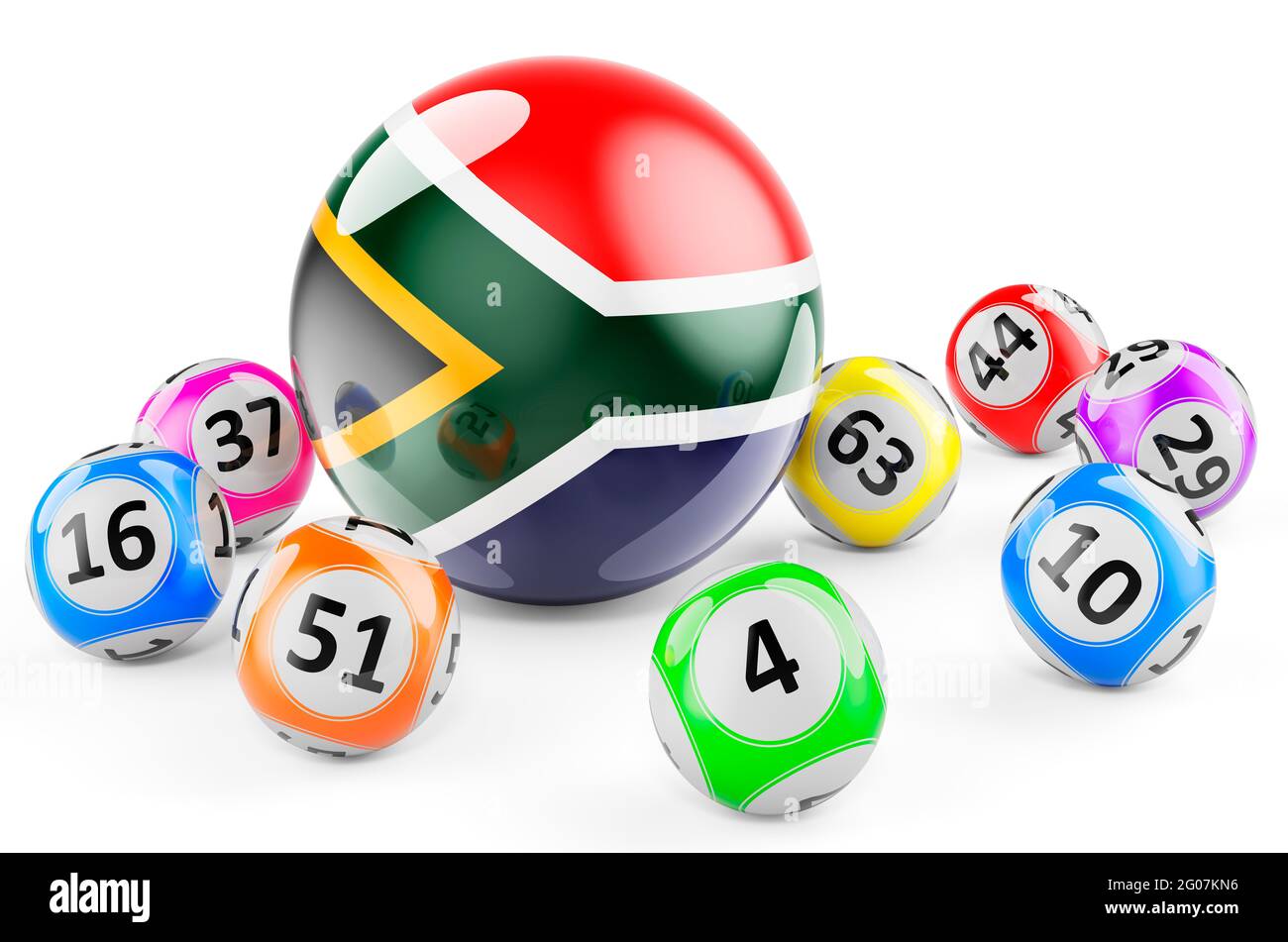 Lotto balls with South African flag. Lottery in South Africa concept ...