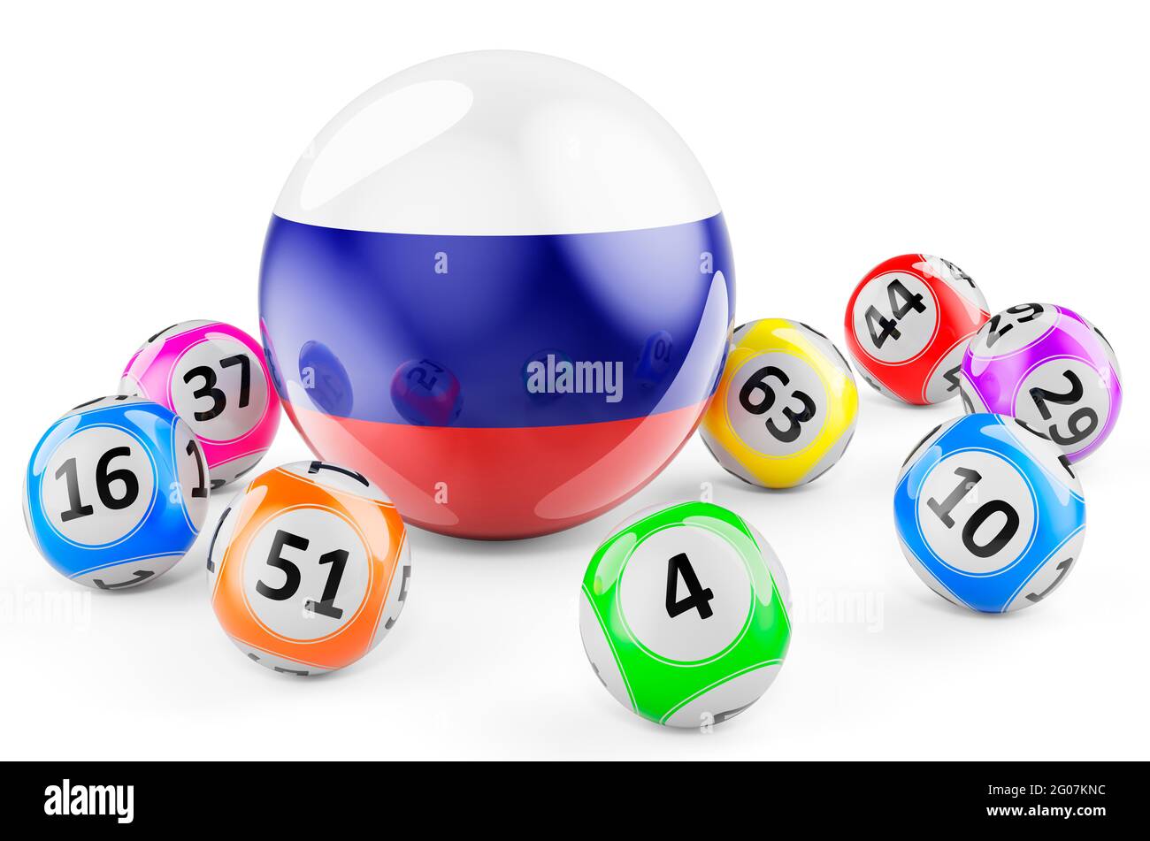 Lotto balls with Russian flag. Lottery in Russia concept, 3D rendering ...