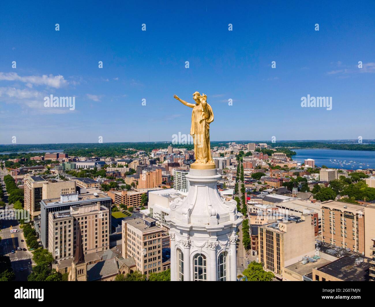 Aerial photograph of Madison, Wisconsin, USA. State Capitol Stock Photo ...