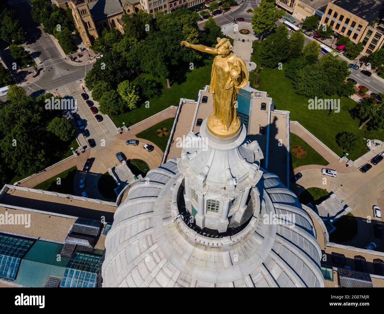 Aerial photograph of Madison, Wisconsin, USA. State Capitol Stock Photo ...