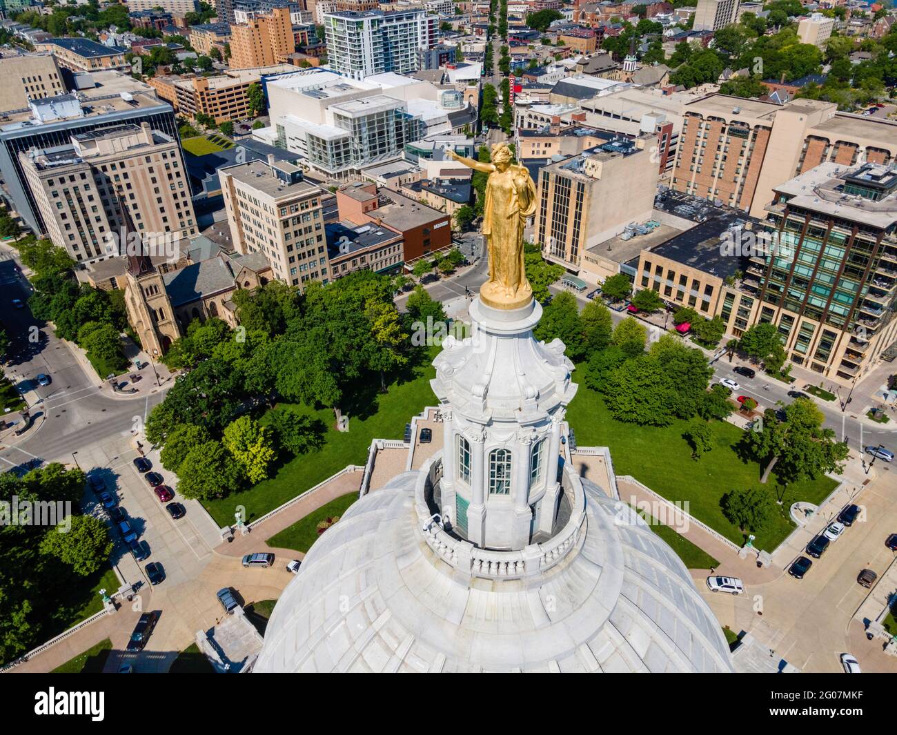 Aerial photograph of Madison, Wisconsin, USA. State Capitol Stock Photo ...