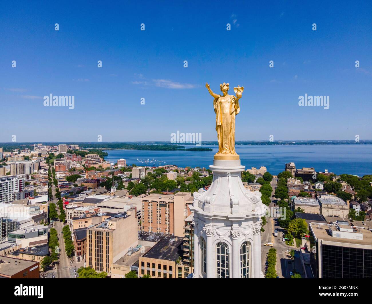 Aerial photograph of Madison, Wisconsin, USA. State Capitol Stock Photo ...
