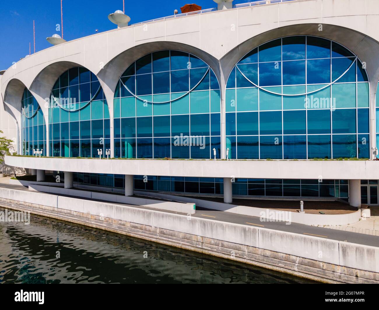 Aerial photograph of Madison, Wisconsin, USA. Monona Terrace Convention ...