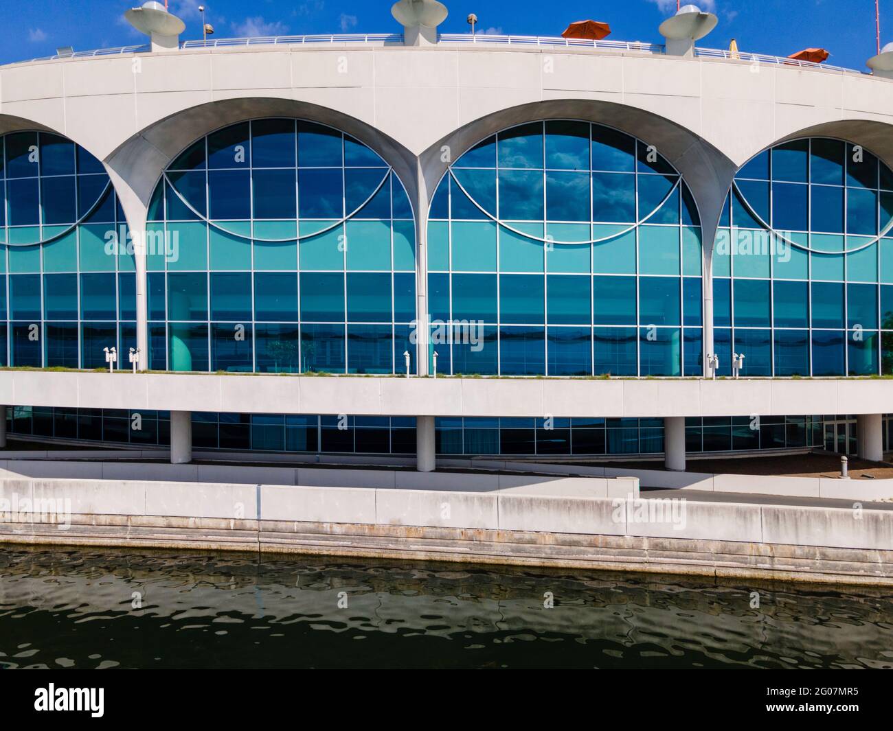 Aerial photograph of Madison, Wisconsin, USA. Monona Terrace Convention ...