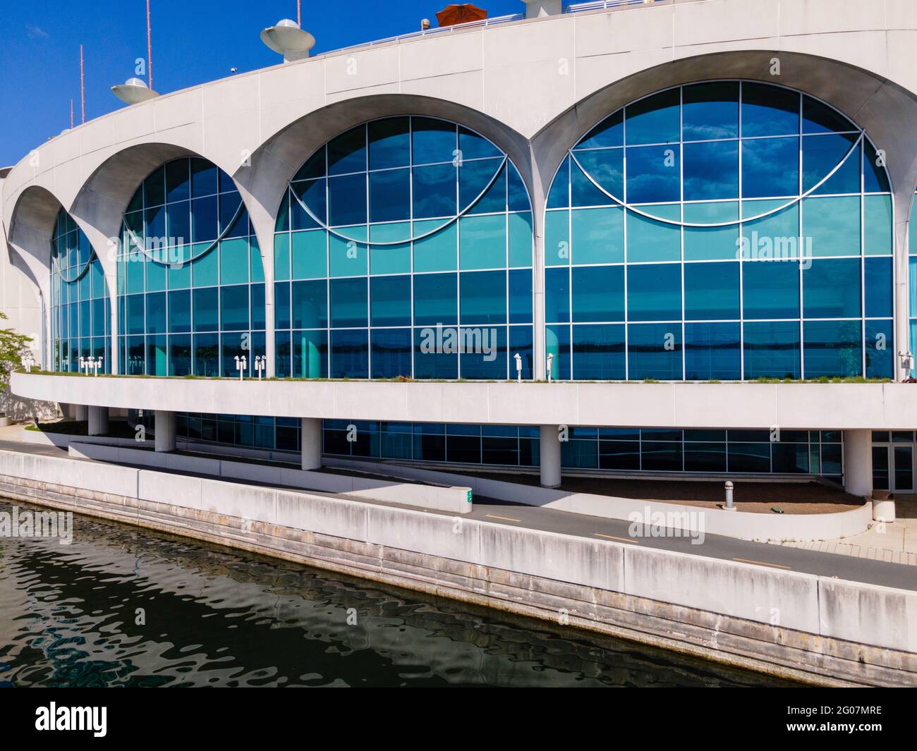 Aerial photograph of Madison, Wisconsin, USA. Monona Terrace Convention ...