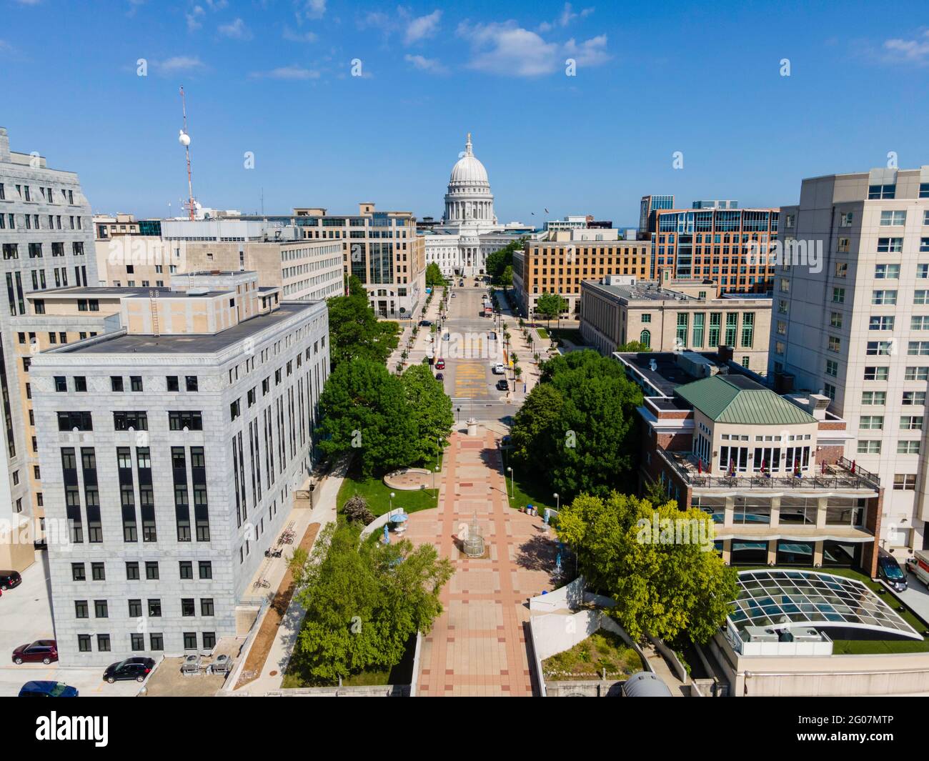 Aerial photograph of Madison, Wisconsin, USA. State Capitol Stock Photo ...