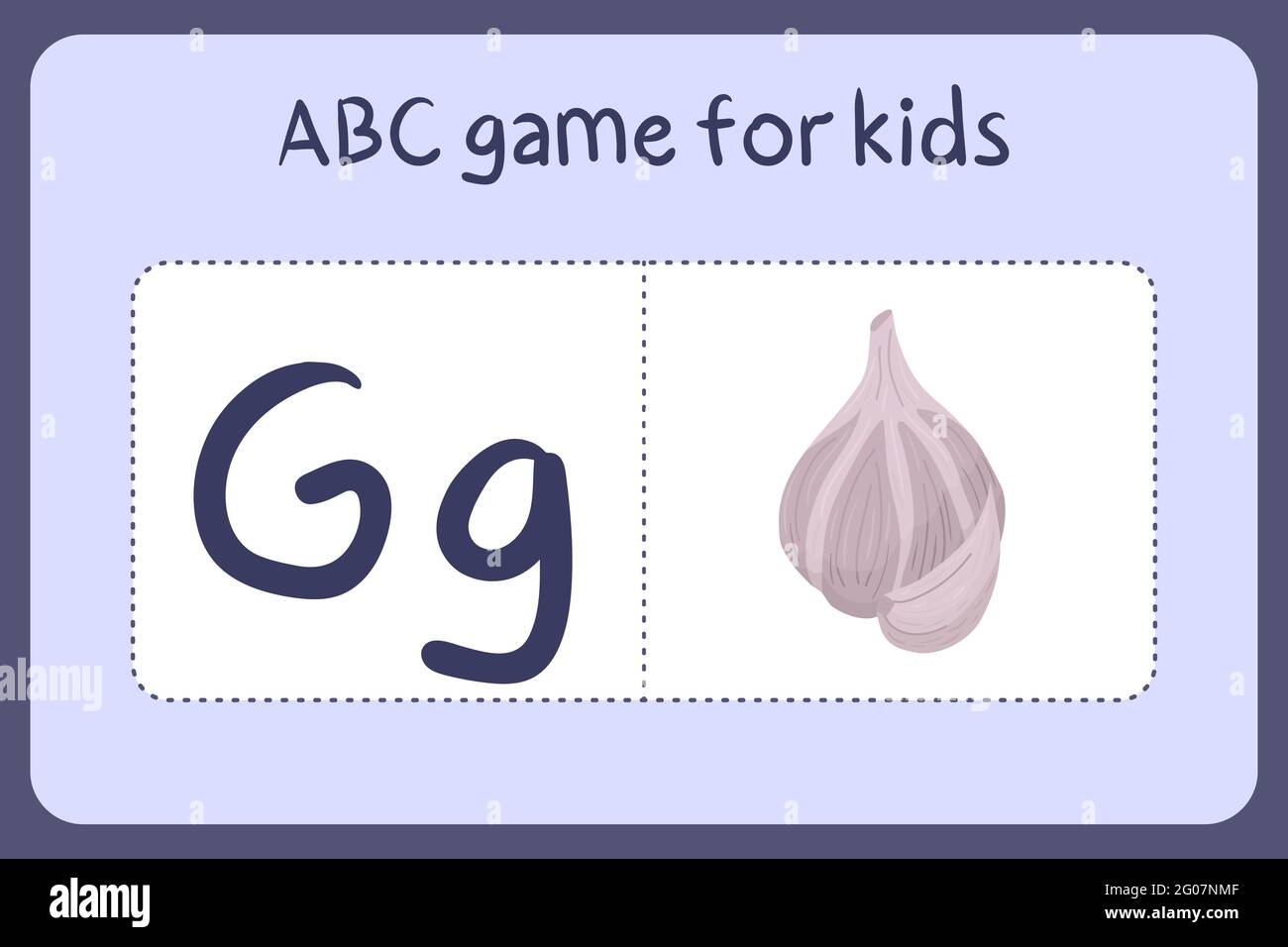 Kid alphabet mini games in cartoon style with letter G - garlic. Vector ...