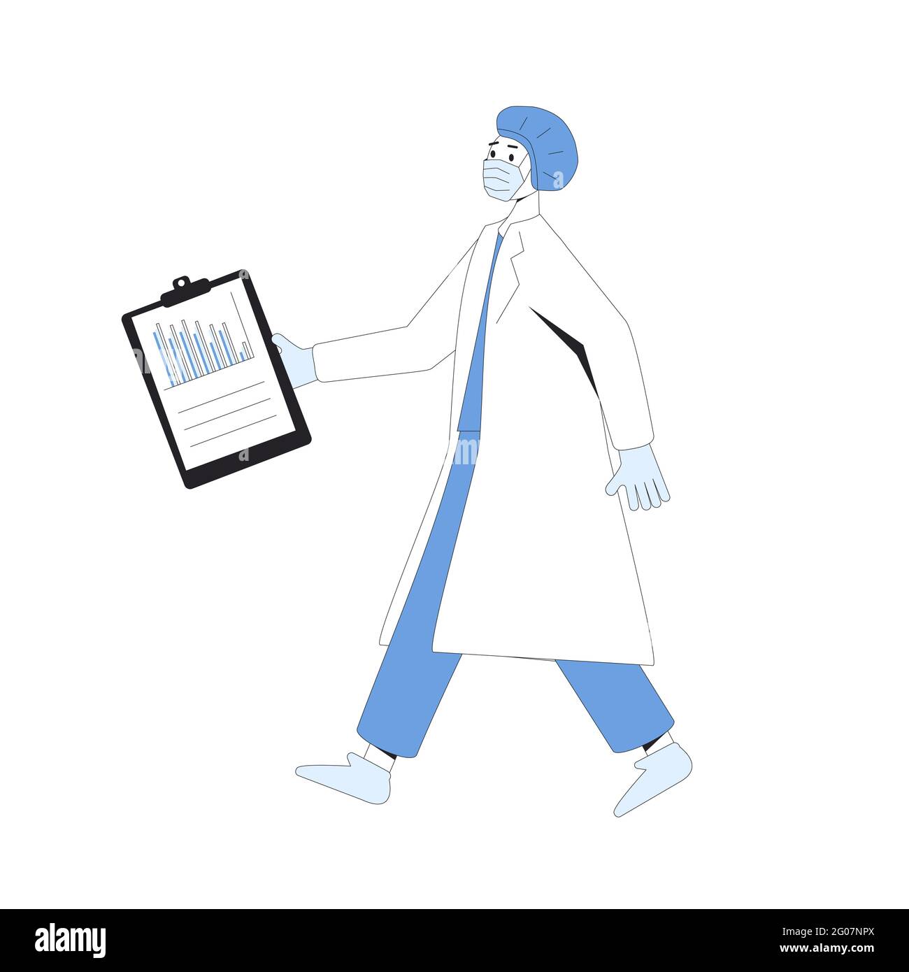 Young biotechology scientist. Male character going with his new project ...