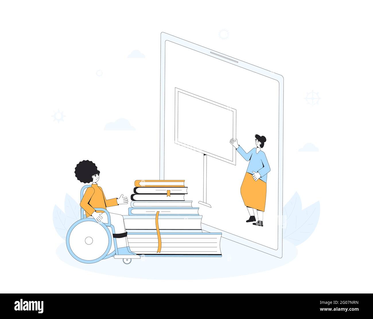 Teacher on wheelchair Stock Vector Images - Alamy