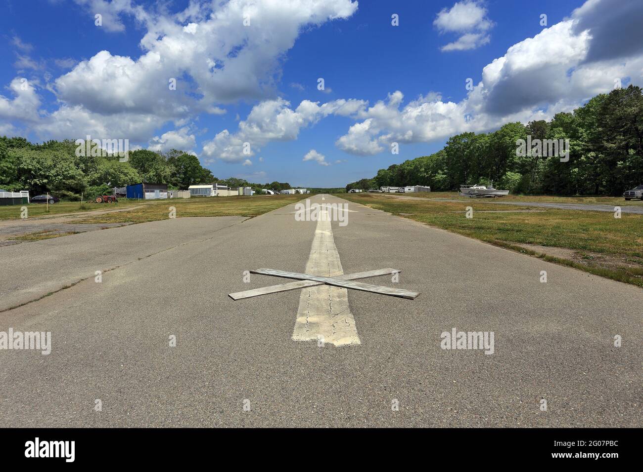Closed airport runway Long Island New York Stock Photo - Alamy
