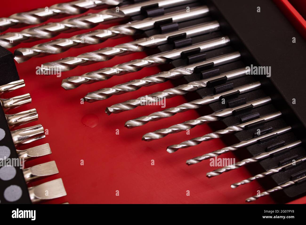 A set of different drills for a drill close up Stock Photo - Alamy