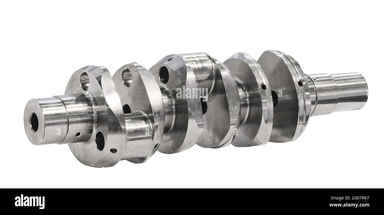 engine crankshaft car isolated on white background, production and ...
