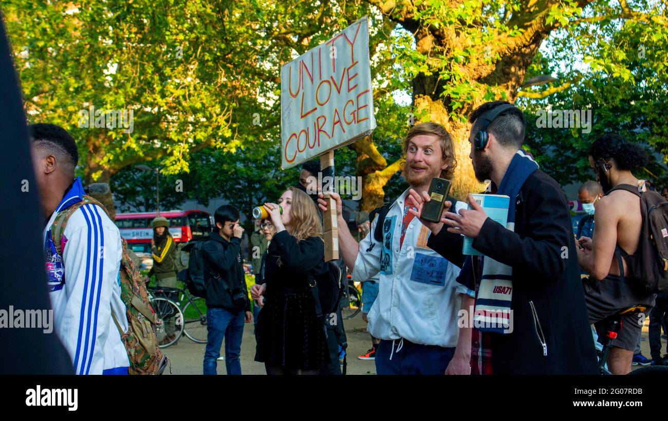London, United Kingdom - May 30th 2021: Anti-Lockdown Protest Stock ...