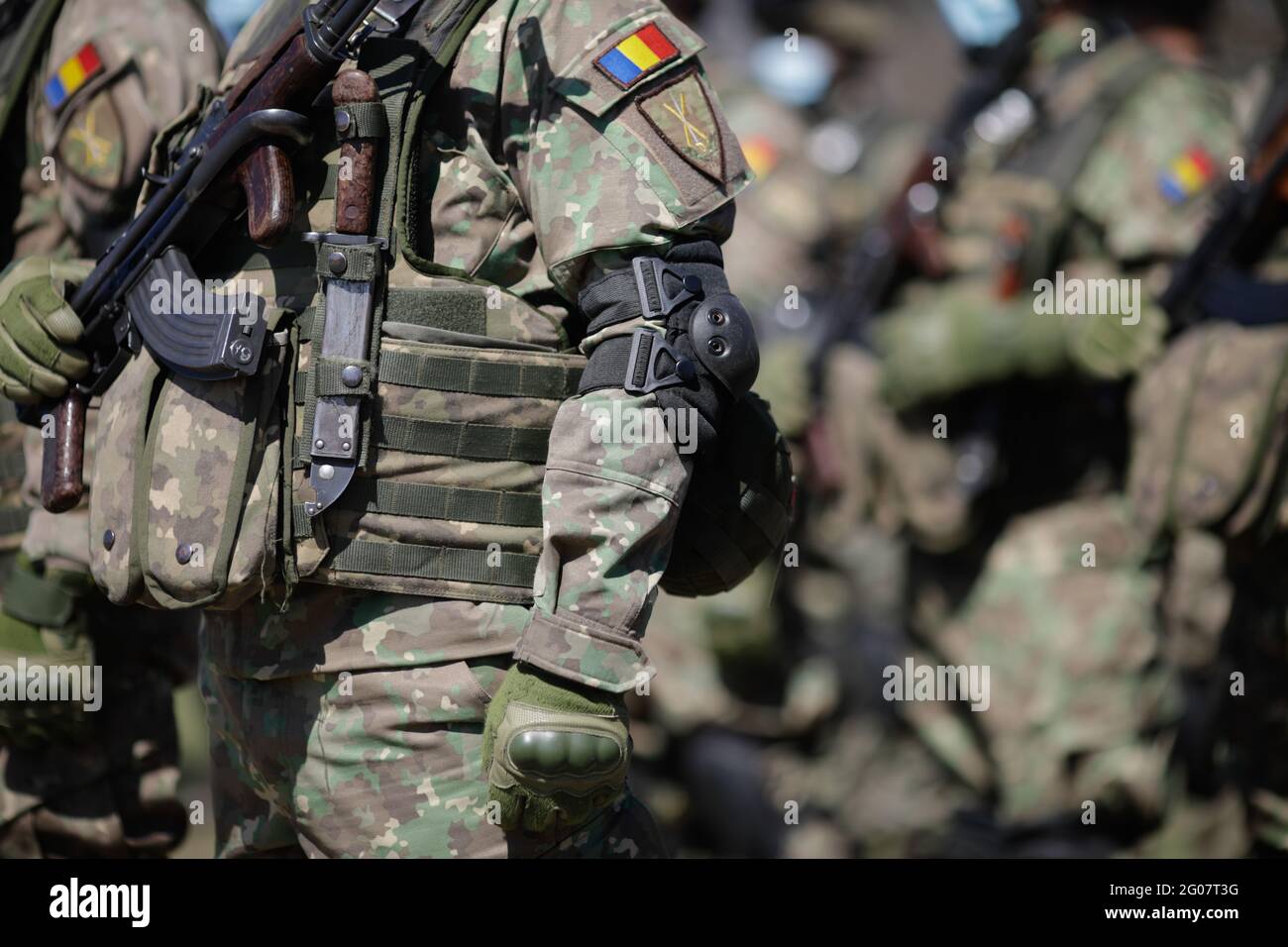 Smardan, Romania - May 11, 2021: Romanian soldiers take part in a joint ...
