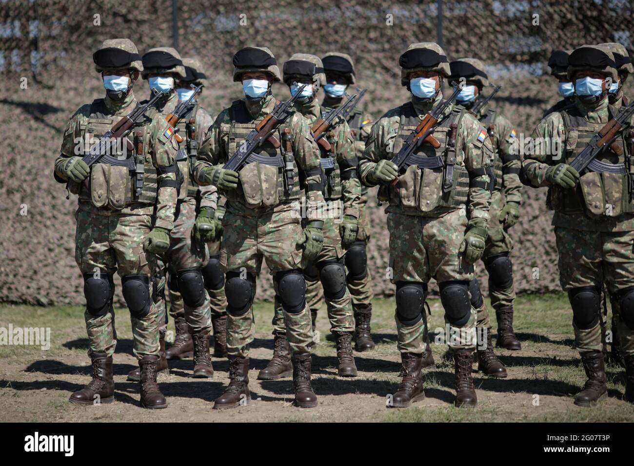 Smardan, Romania - May 11, 2021: Romanian soldiers take part in a joint ...