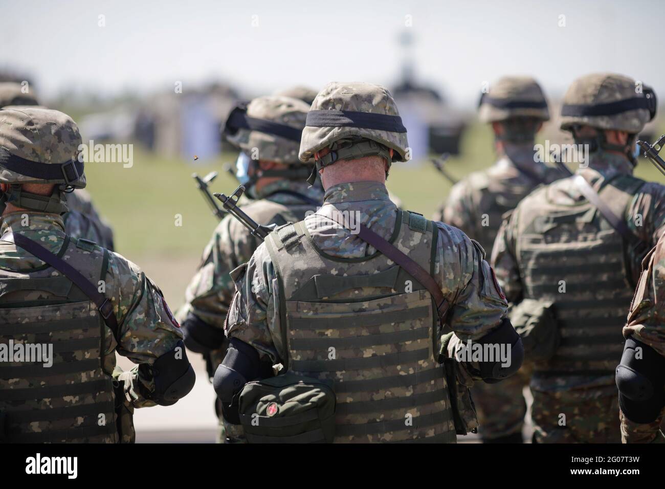 Smardan, Romania - May 11, 2021: Romanian soldiers take part in a joint ...