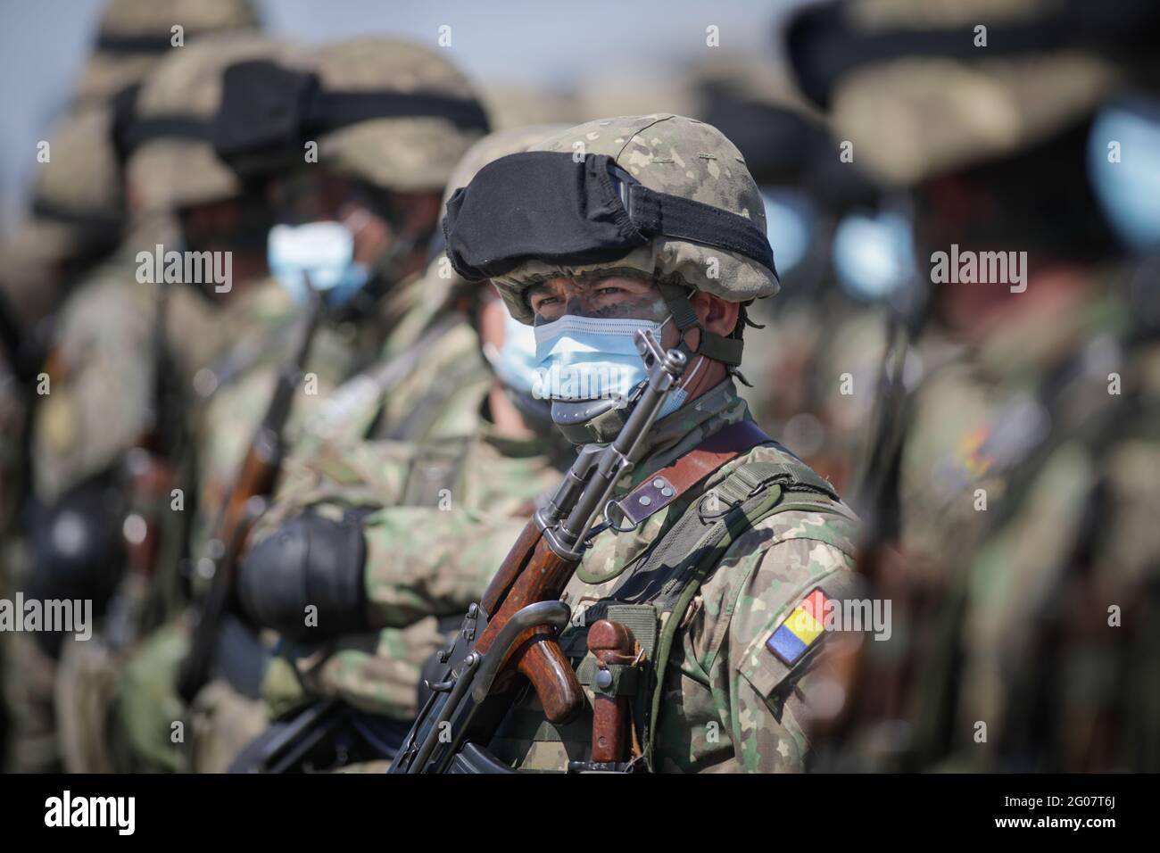 Smardan, Romania - May 11, 2021: Romanian soldiers take part in a joint ...