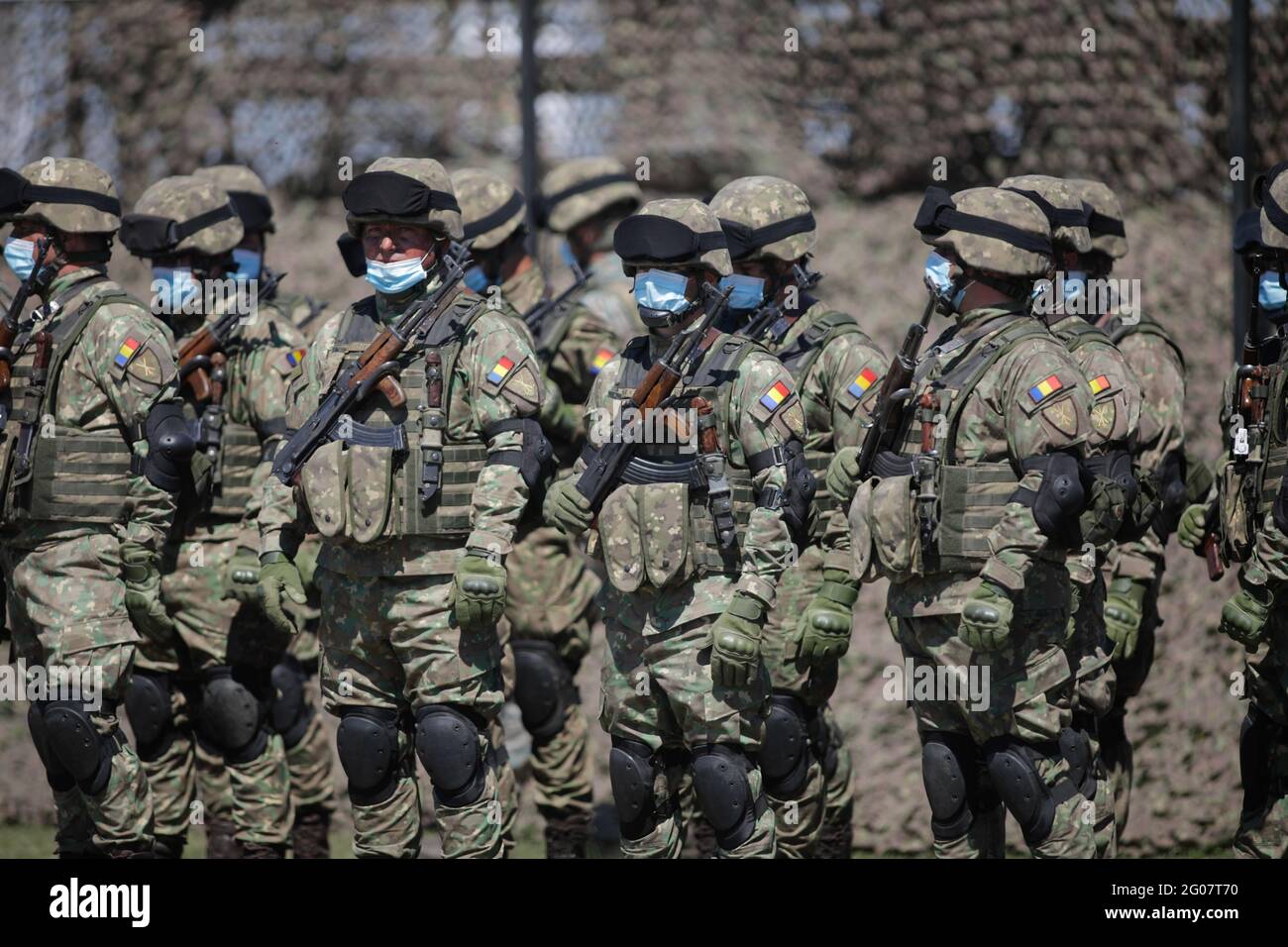 Smardan, Romania - May 11, 2021: Romanian soldiers take part in a joint ...