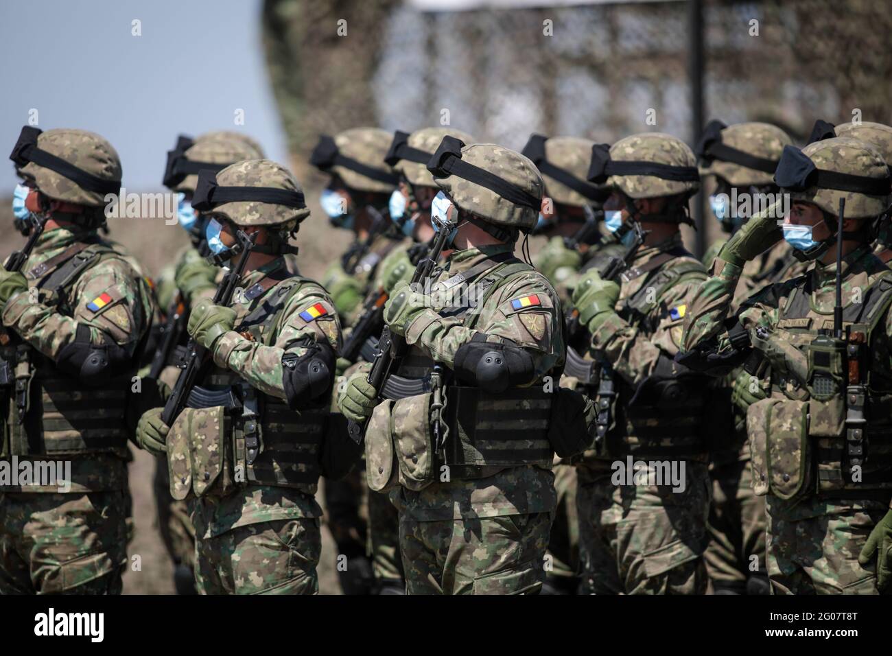 Smardan, Romania - May 11, 2021: Romanian soldiers take part in a joint ...