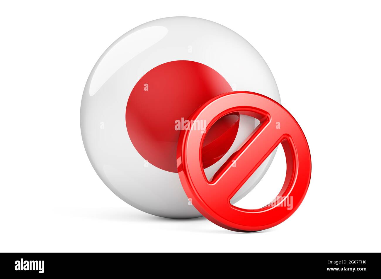 Forbidden symbol with Japanese flag. Prohibition in Japan concept, 3D ...