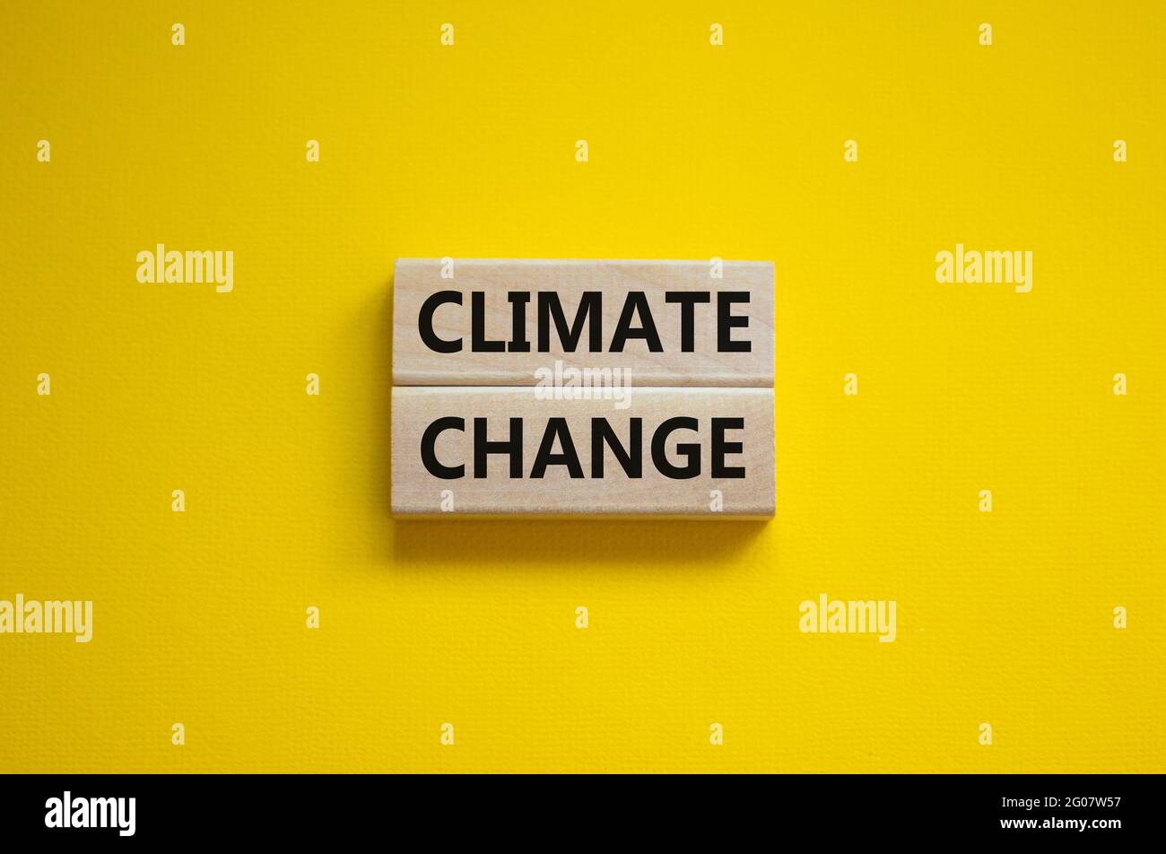Climate change symbol. Wooden blocks with words 'Climate change' on ...