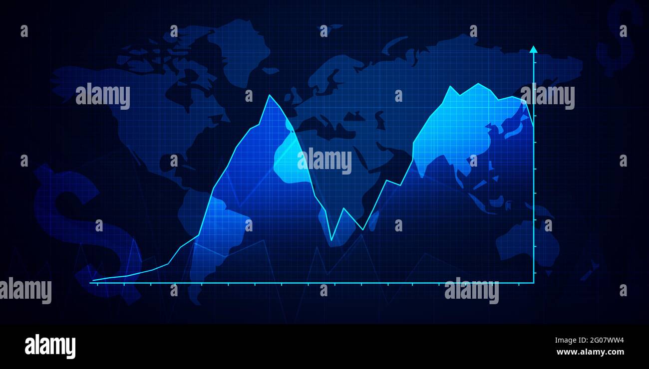 Abstract Glowing Blue Graph Growing Upside New Design Backdrop. Modern ...