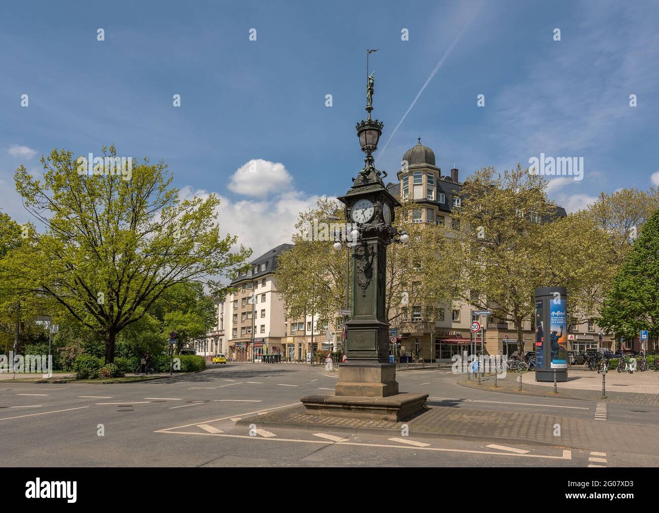 Small clock tower at the Friedberger-Anlage, downtown, Frankfurt ...