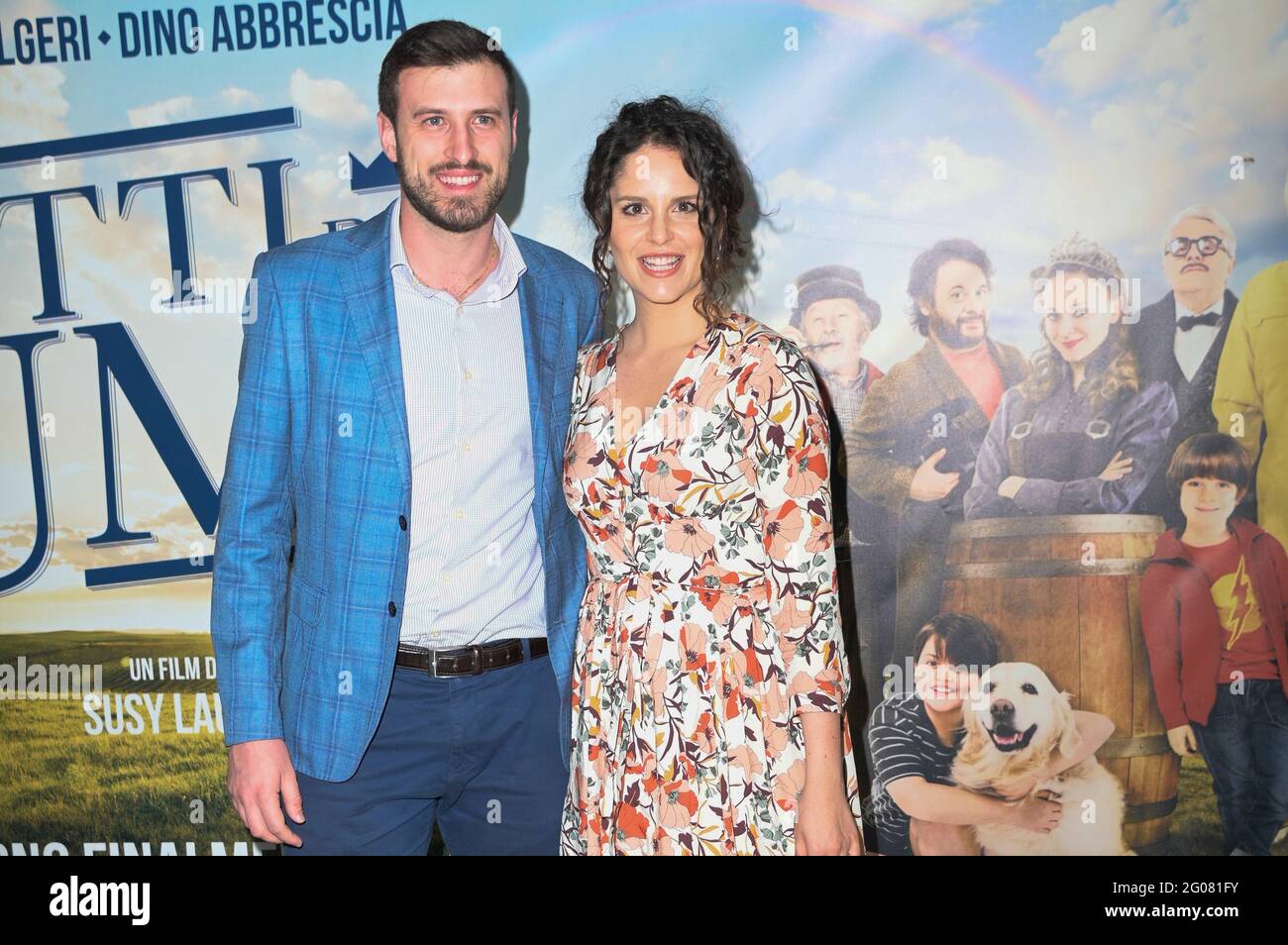 Giulia Luzi with the fiancé seen during Tutti per Uma film premiere at ...