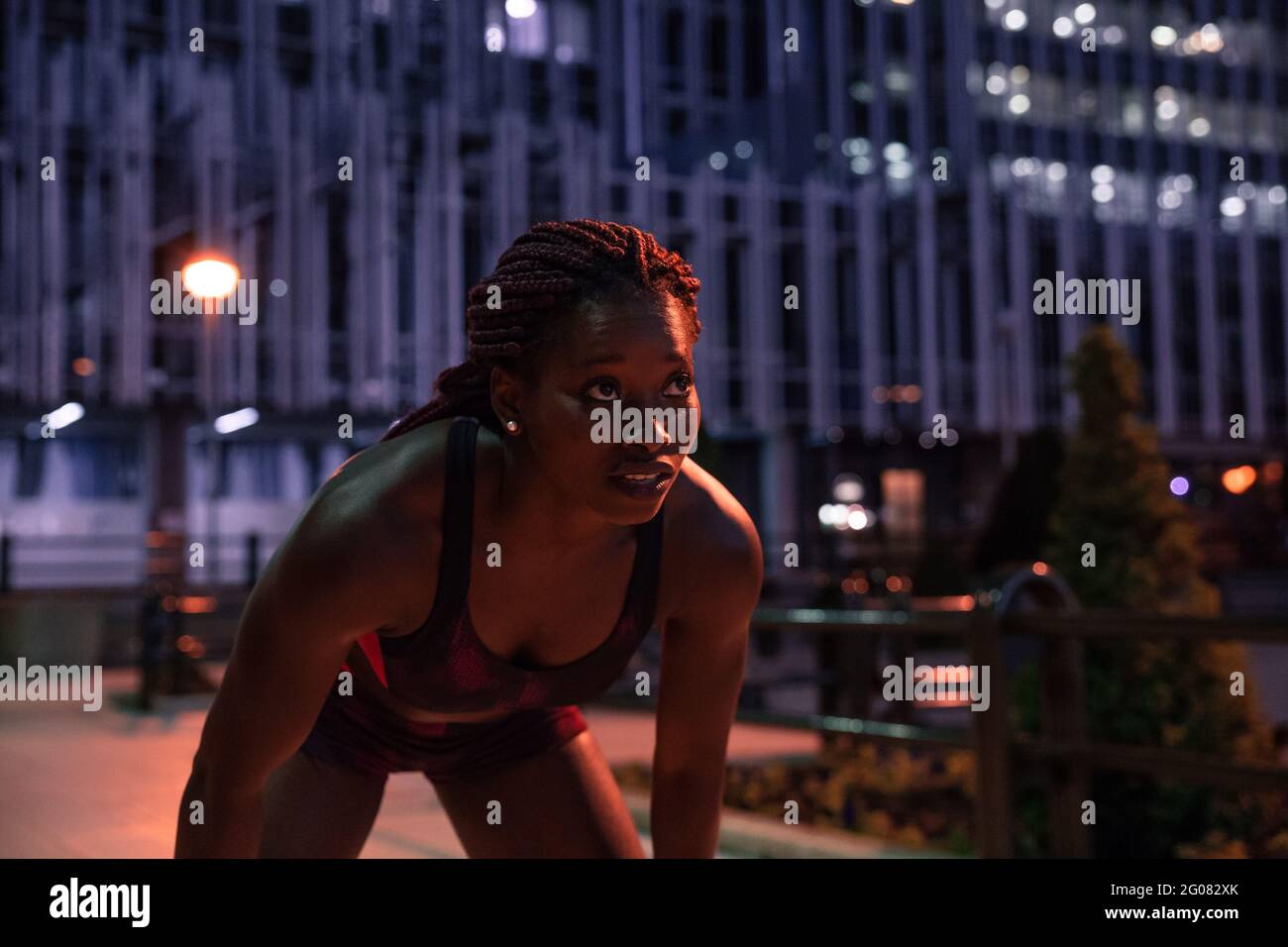 Muscular Woman in sportswear on street Stock Photo - Alamy