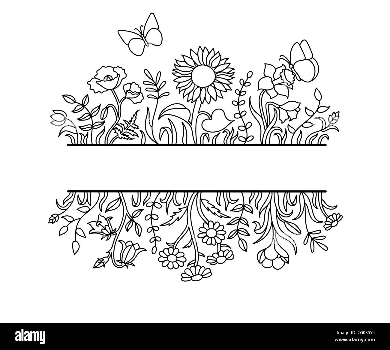 Wildflowers in a hand drawn line art style Stock Vector Image & Art - Alamy